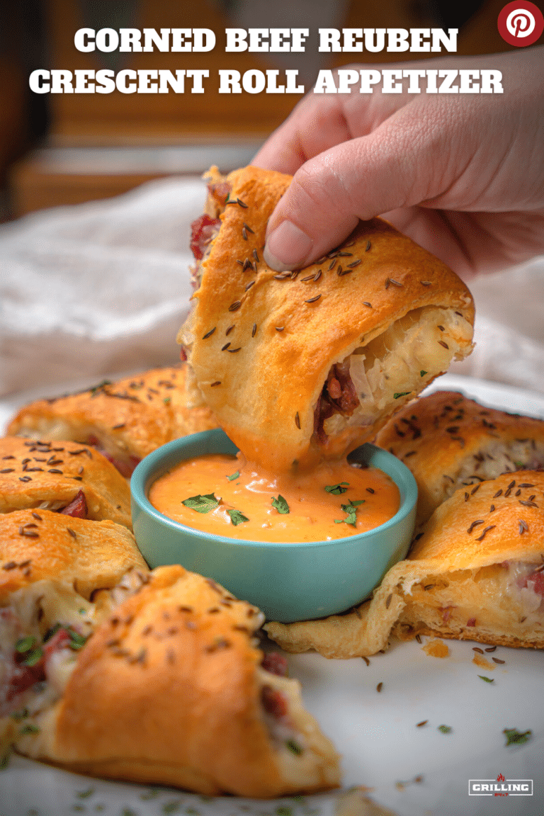 Corned Beef Reuben Crescent Roll Appetizer - Grilling 24x7