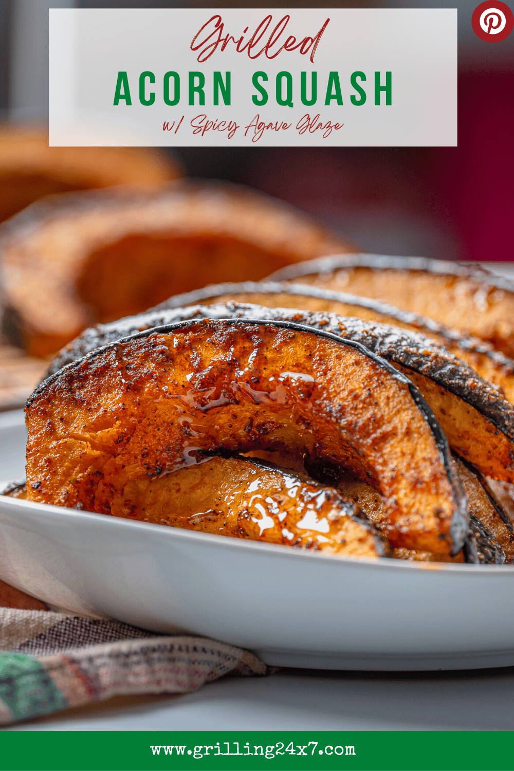 Grilled Acorn Squash with Spicy Agave Glaze - Grilling 24x7